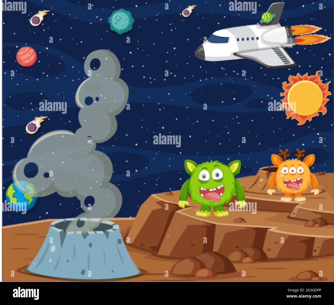 Cartoon space background template illustration Stock Vector Image & Art ...
