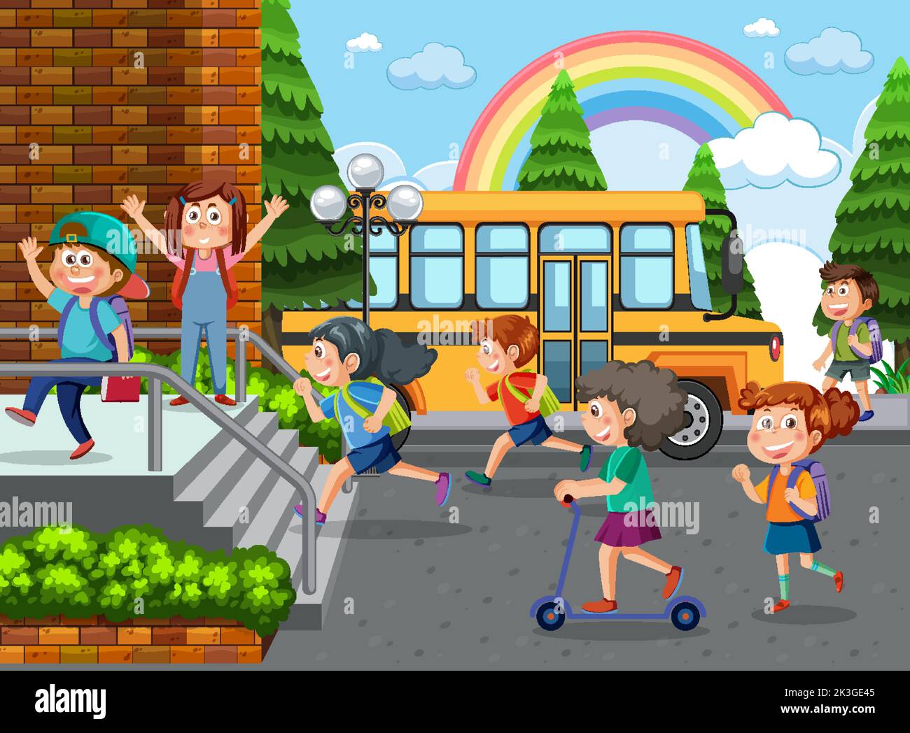 Children playing at school illustration Stock Vector Image & Art - Alamy