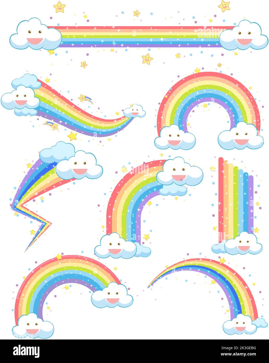 Different shapes of rainbow set illustration Stock Vector Image & Art ...