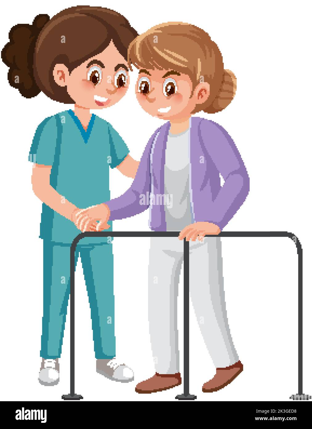 Nurse with patient cartoon character illustration Stock Vector Image ...