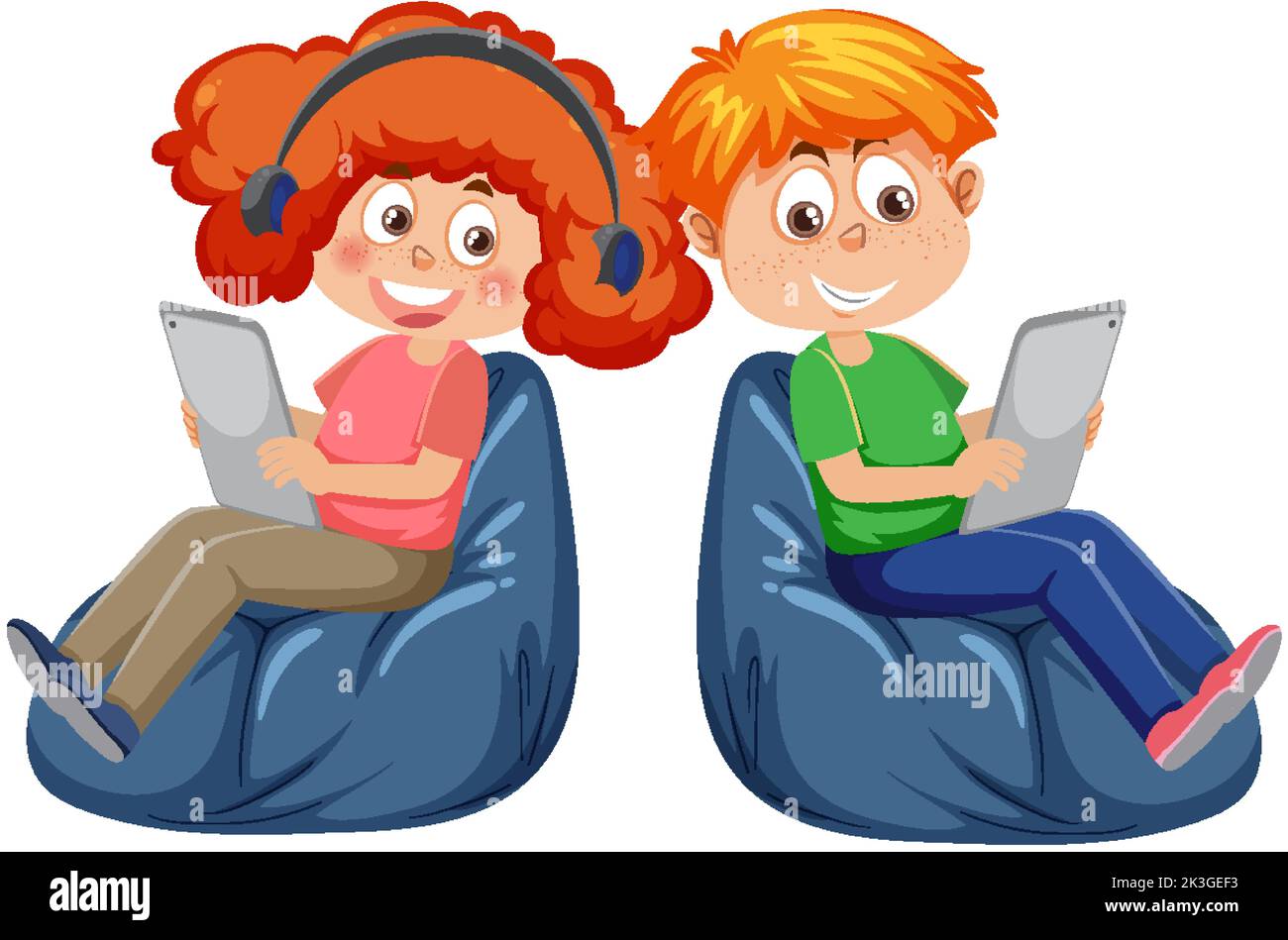 Social media kids using tablet illustration Stock Vector Image & Art ...
