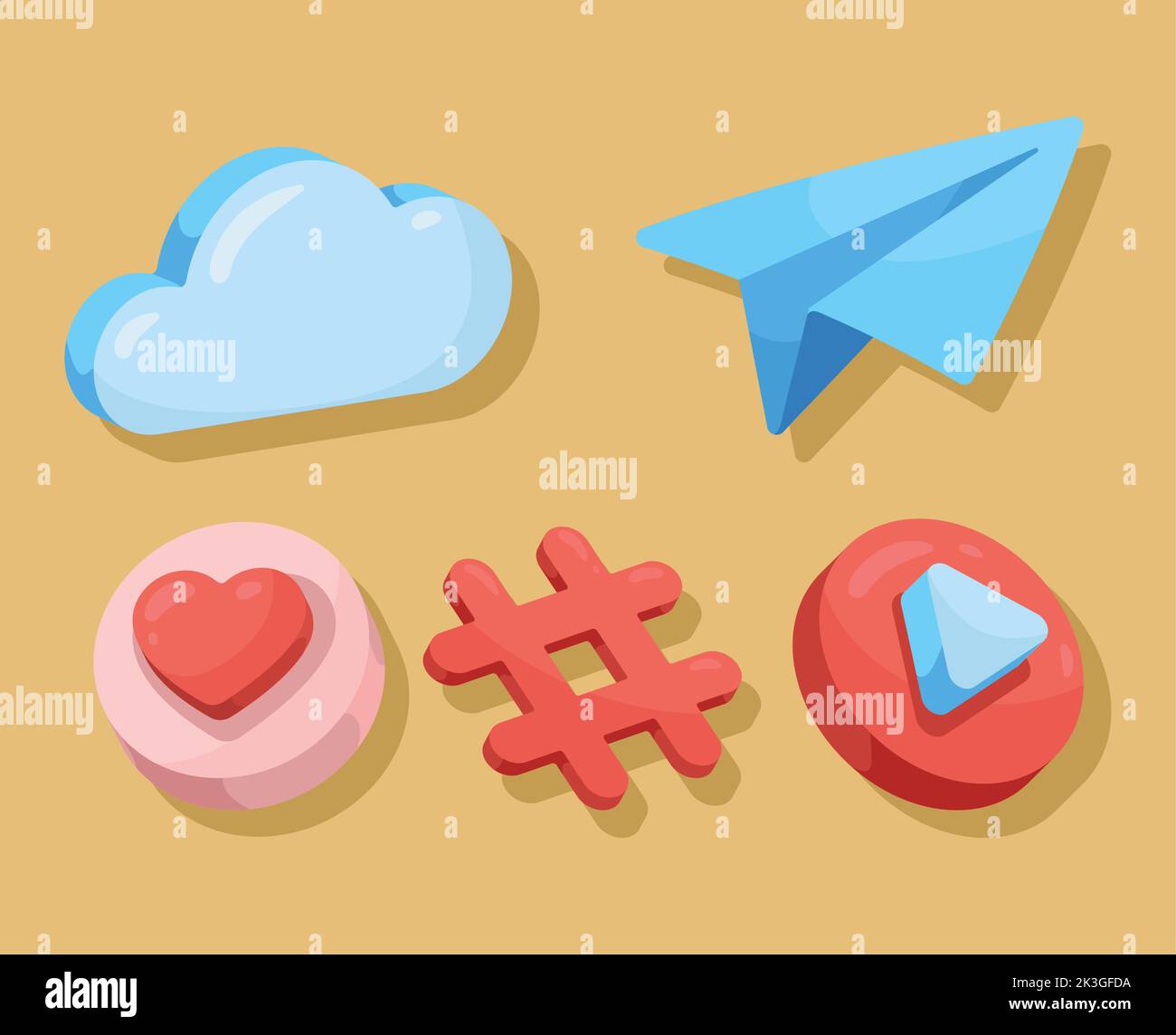 Five 3d Social Media Icons Stock Vector Image Art Alamy