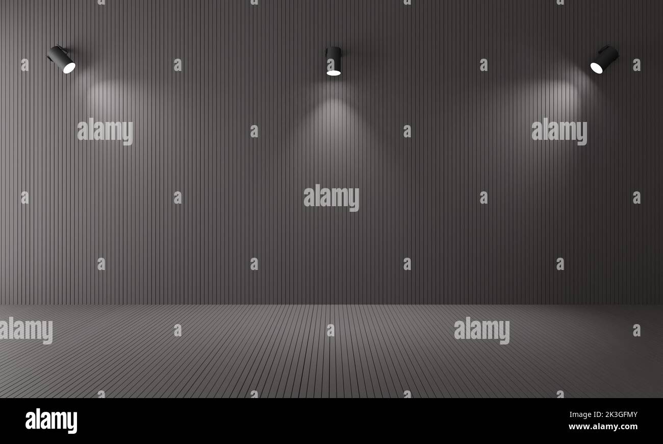 black wall and white spotlight in the black room.3d rendering Stock ...