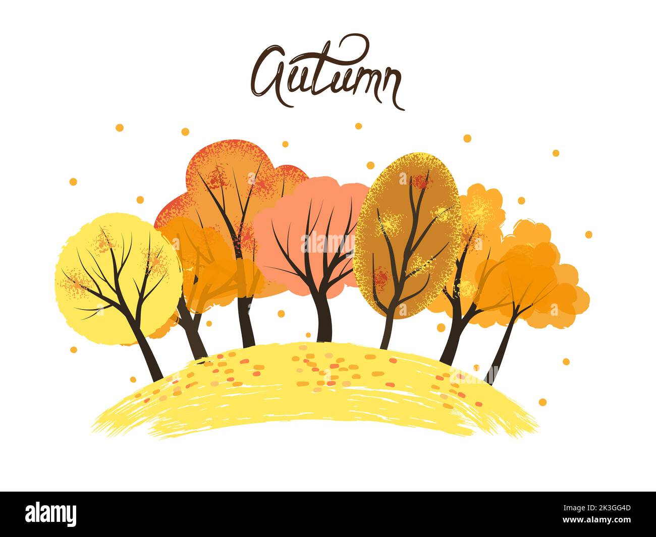Autumn vector illustration. Set of abstract autumn trees. Card, poster ...