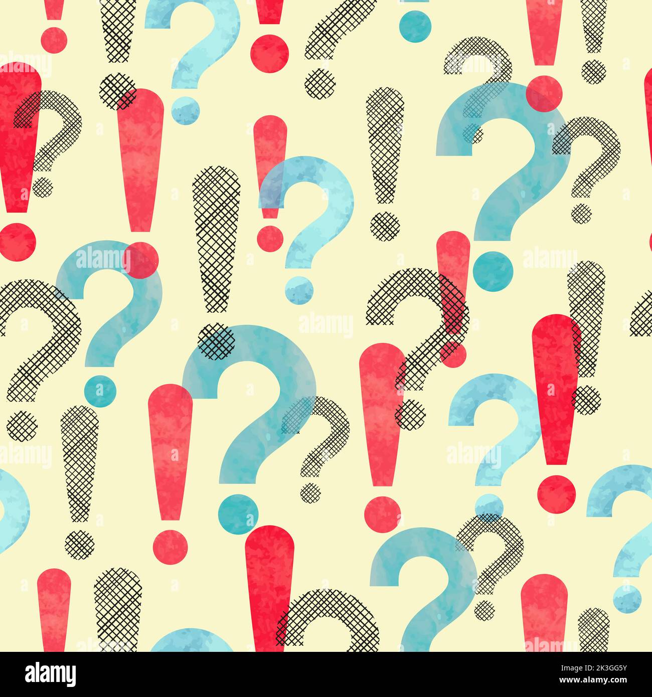 Seamless pattern with watercolor question and exclamation marks. Vector ...
