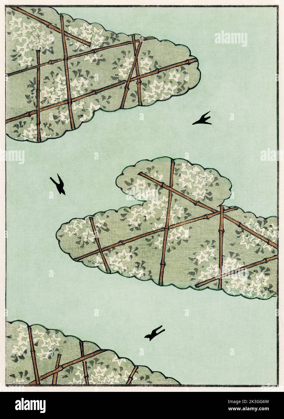 Sky illustration from Bijutsu Sekai (1893-1896) by Watanabe Seitei, a ...