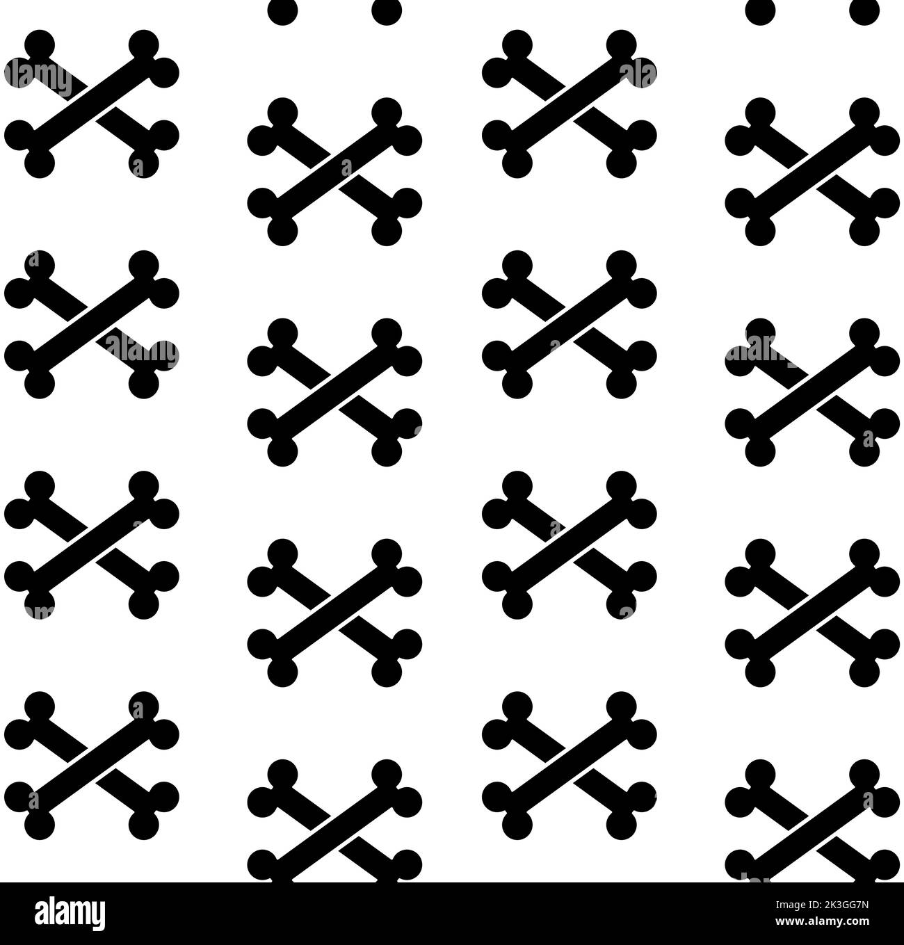 Vector seamless pattern of flat crossed bones isolated on white ...