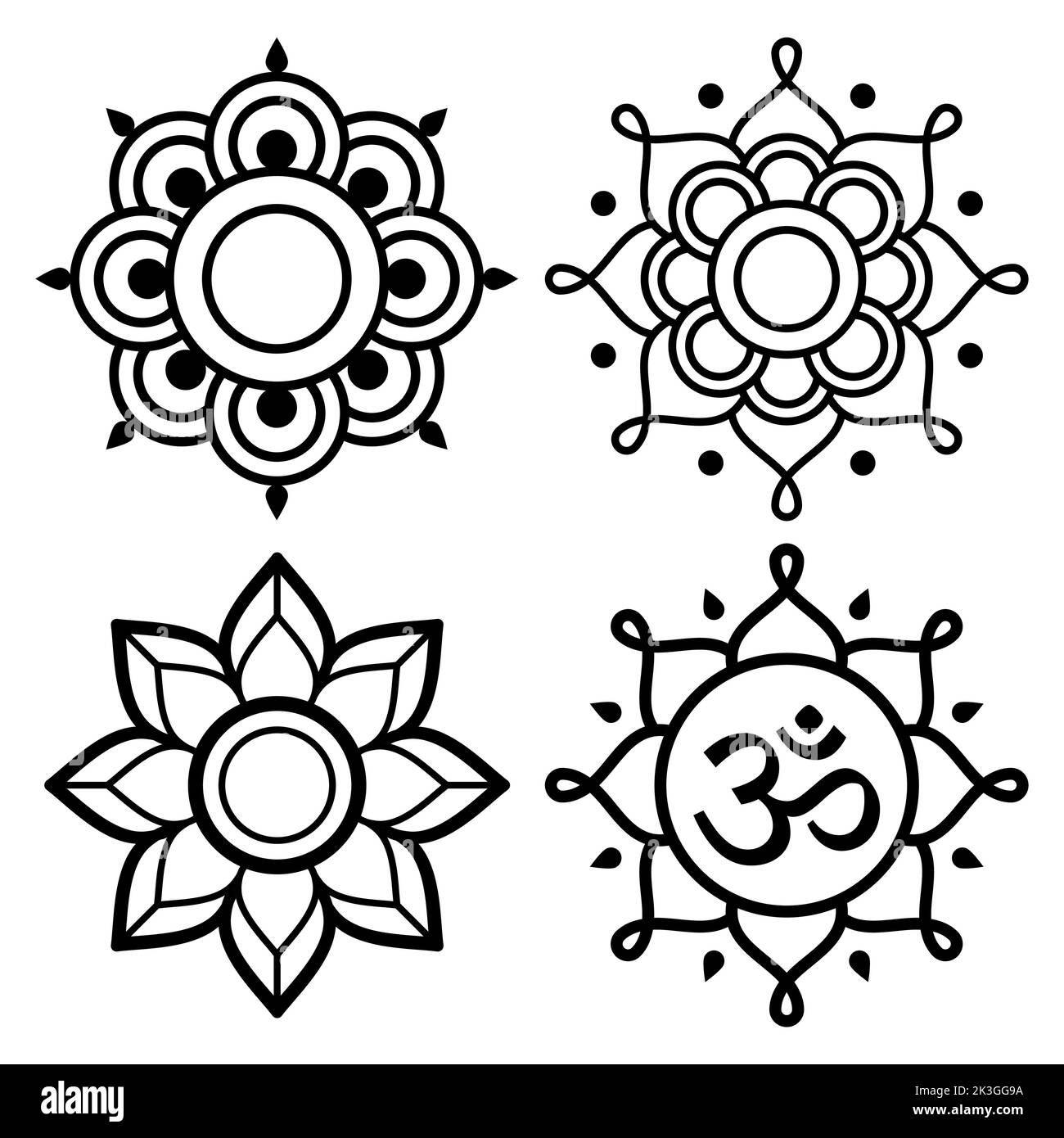 Mandala floral geometric vector design set, cool minimalist collection ...
