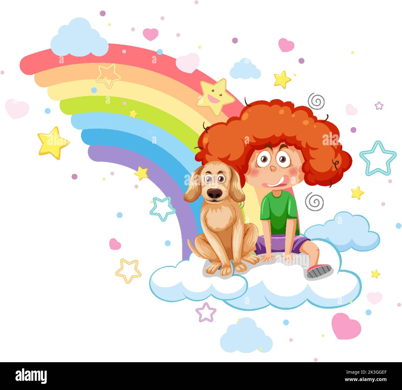 Happy kids on rainbow illustration Stock Vector Image & Art - Alamy
