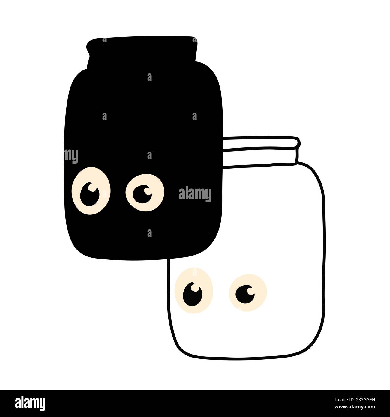 Illustration of a jar with eyes on a white background Stock Vector ...