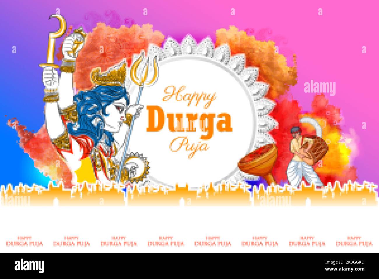 illustration of Goddess Durga in Happy Durga Puja Subh Navratri Indian ...