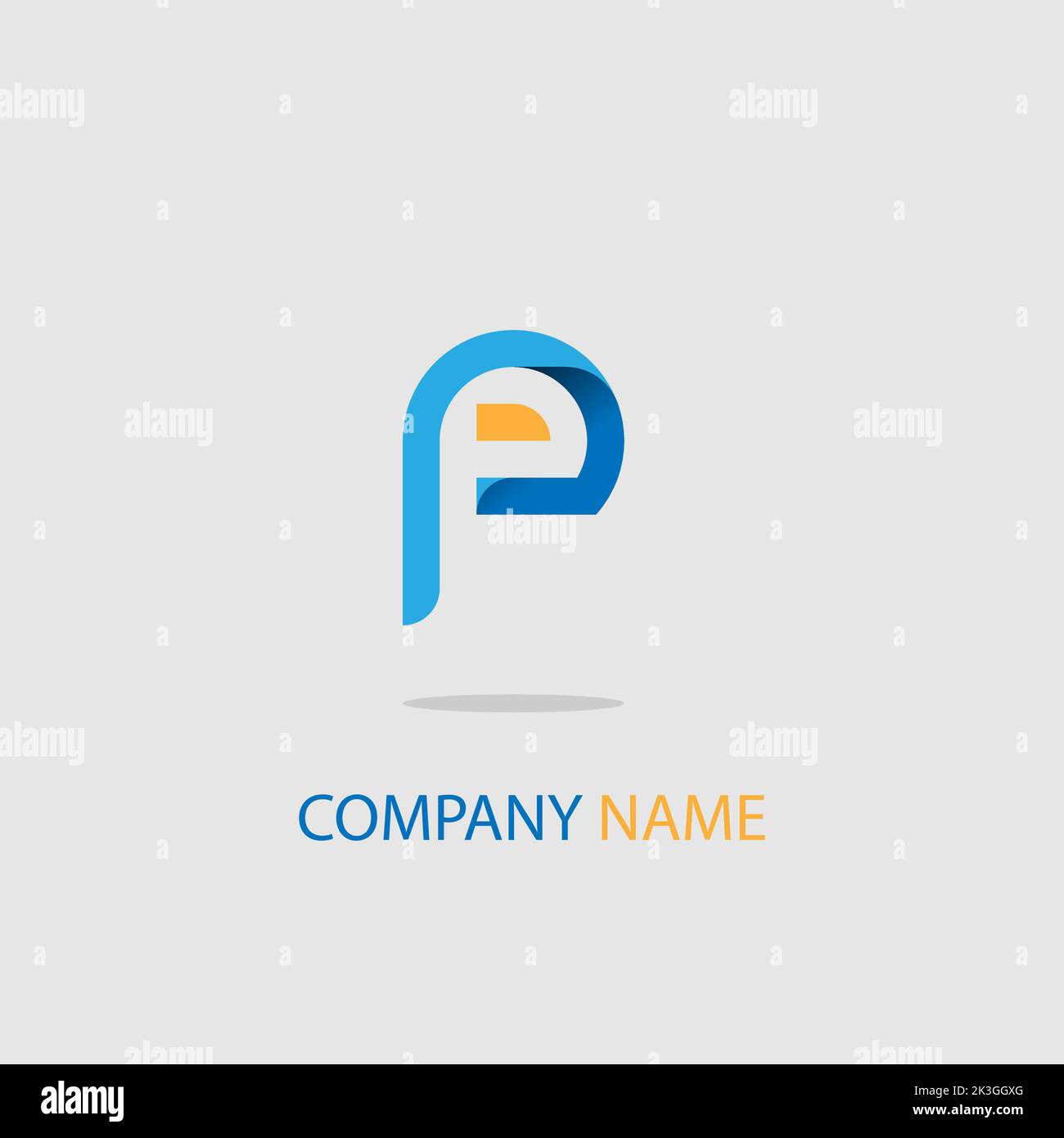 A business icon with company name text isolated on a white background ...