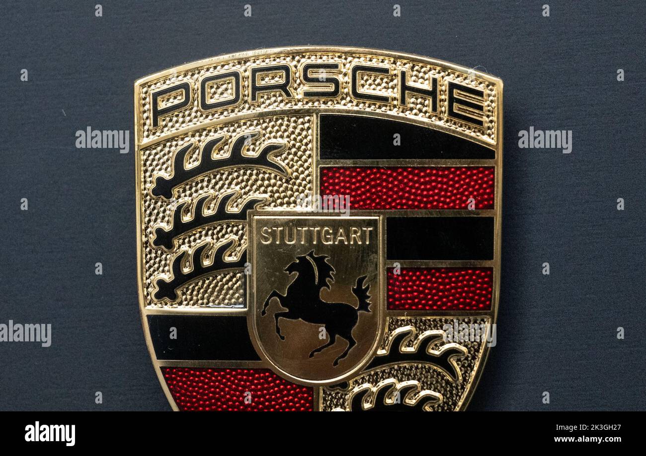 Stuttgart, Germany. 26th Sep, 2022. The Porsche AG logo is seen at the ...