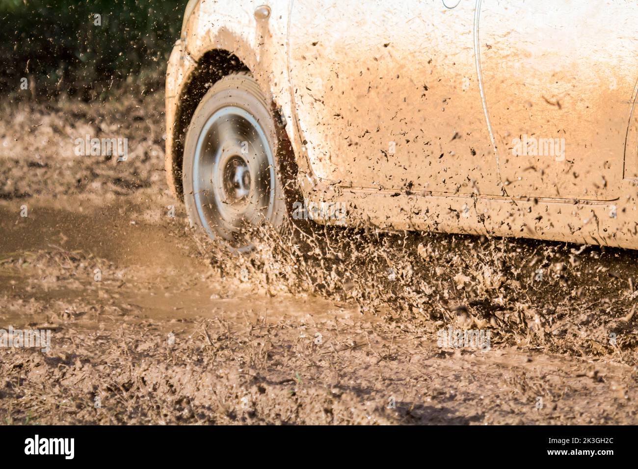 Mud debris from a rally car race ( Focus at debis Stock Photo - Alamy