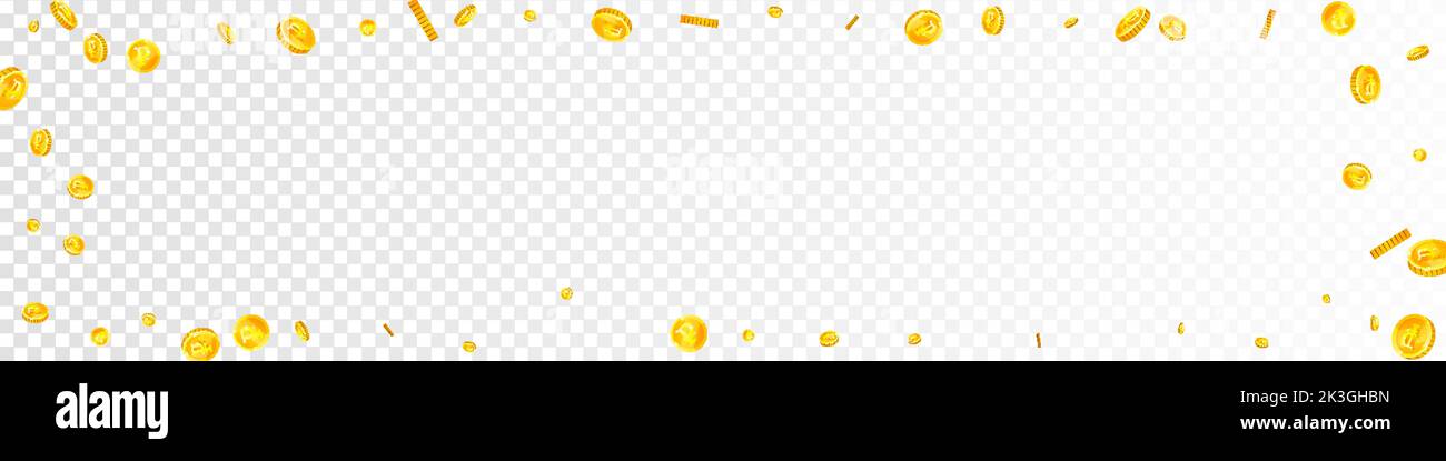Russian ruble coins falling. Scattered gold RUB coins. Russia money ...