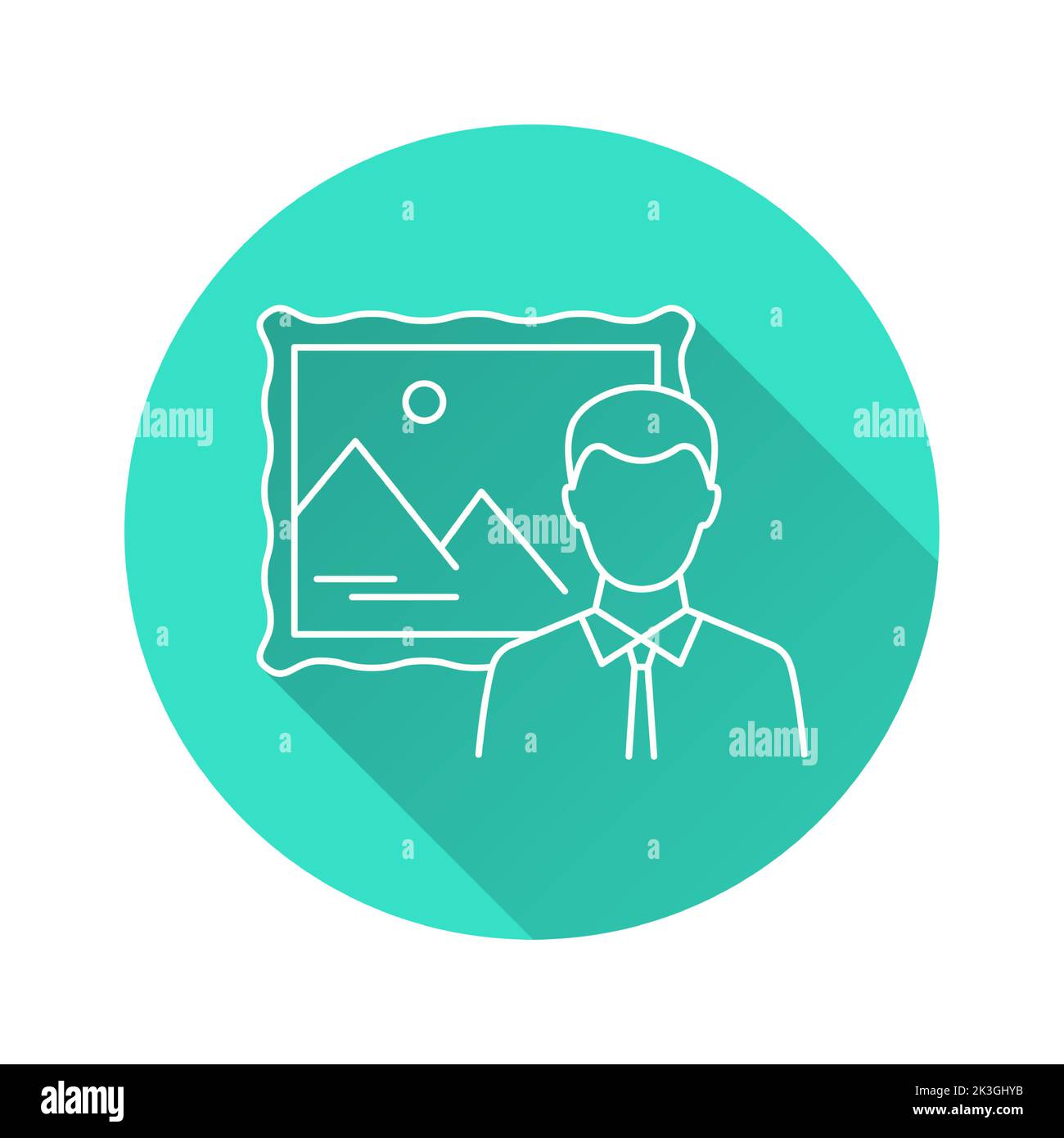 Guide to the art gallery icon. Simple illustration with long shadow for ...