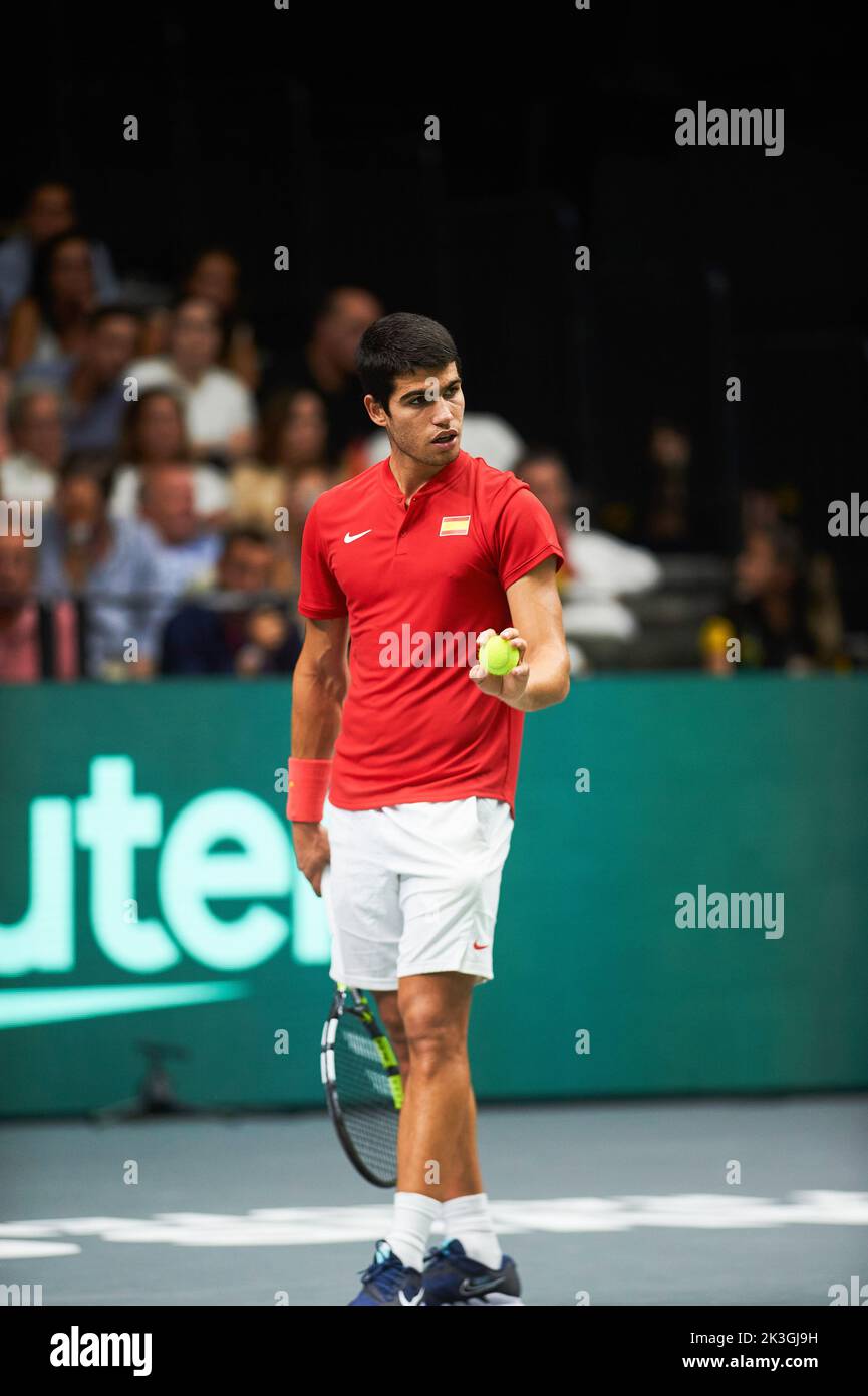 Carlos Alcaraz (Spain Team) seen in action during the tennis match ...
