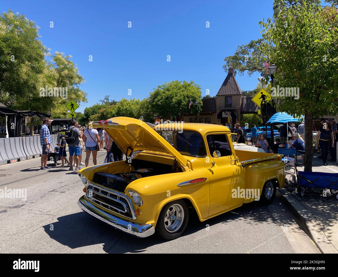Colorful cars parked and displayed on the street during Classic and ...
