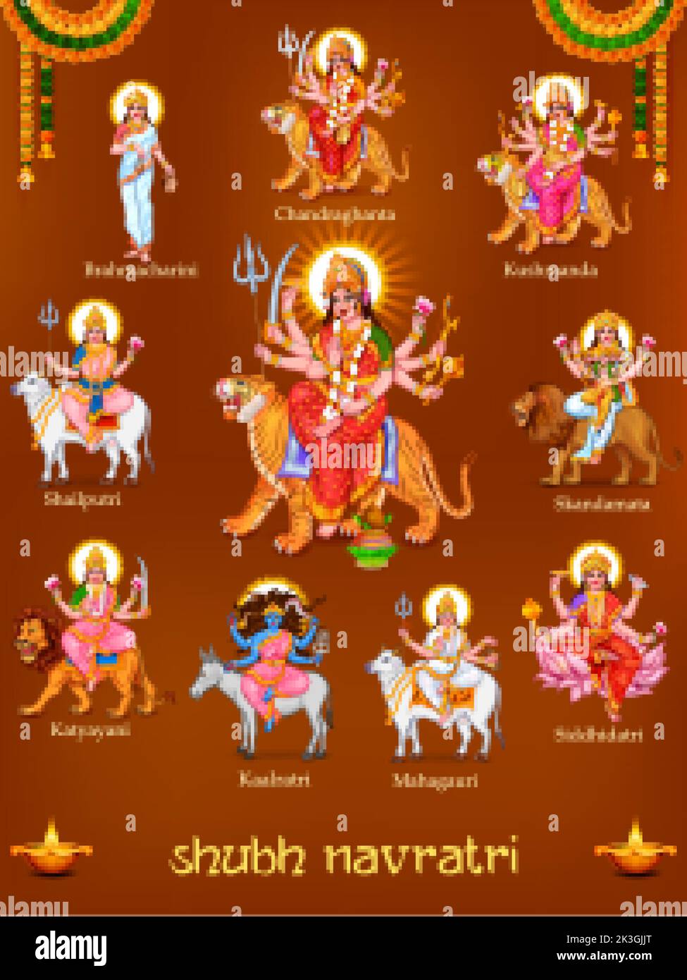 illustration of Goddess Navadurga nine Devi for the celebration of ...