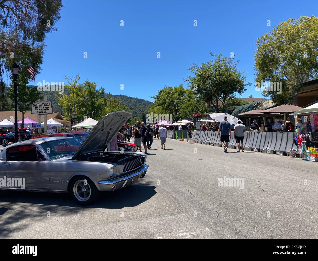 Colorful cars parked and displayed on the street during Classic and ...