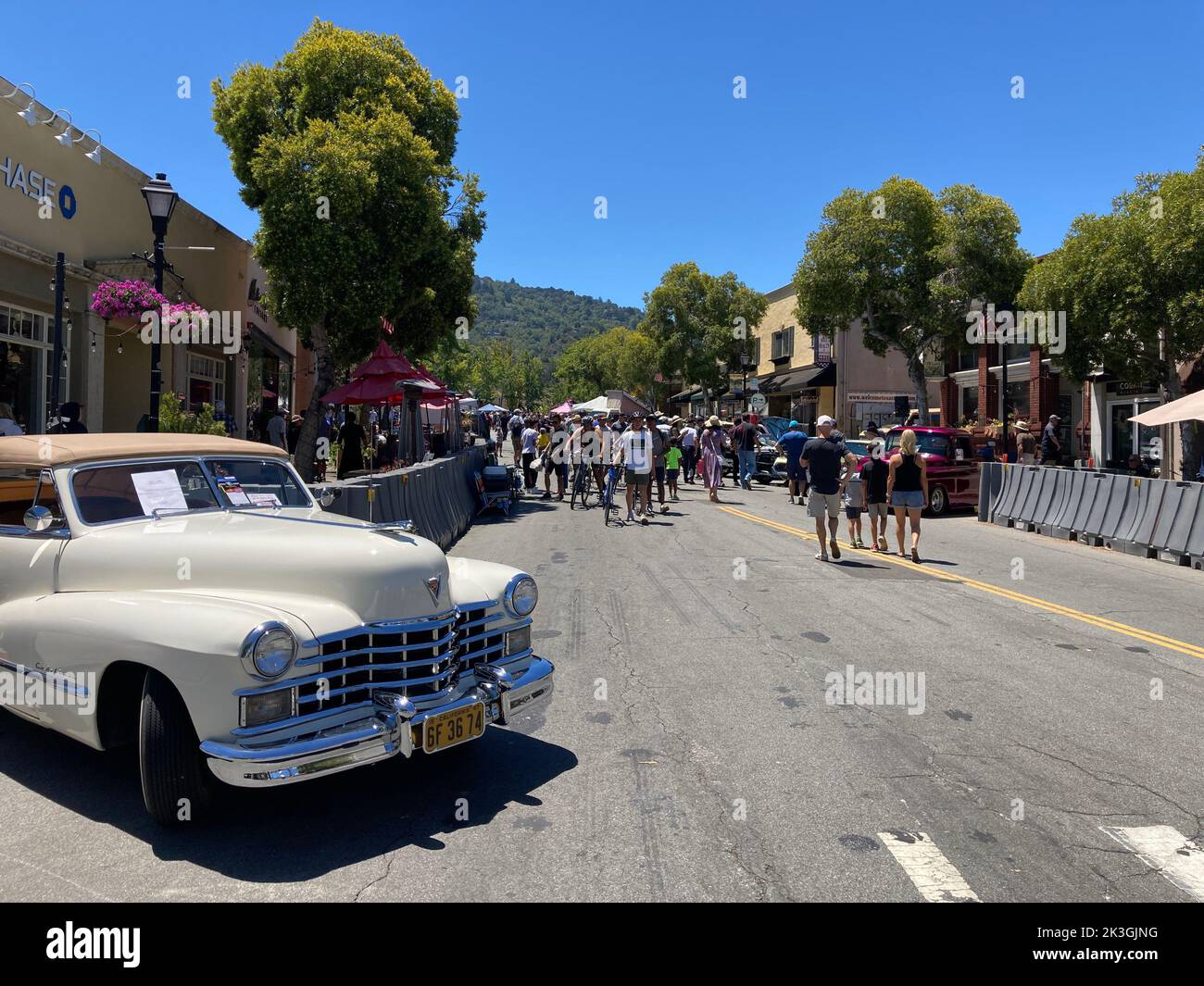 Colorful cars parked and displayed on the street during Classic and ...