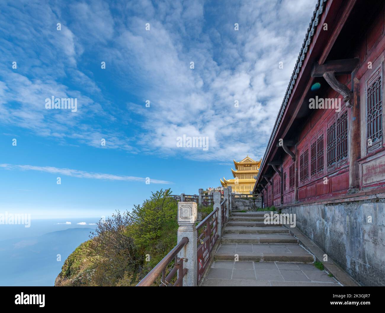 Temple buildings in jinding, Mount Emei, Sichuan Province, China Stock ...