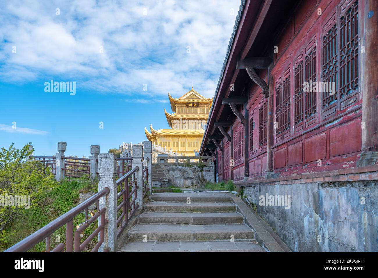Temple buildings in jinding, Mount Emei, Sichuan Province, China Stock ...