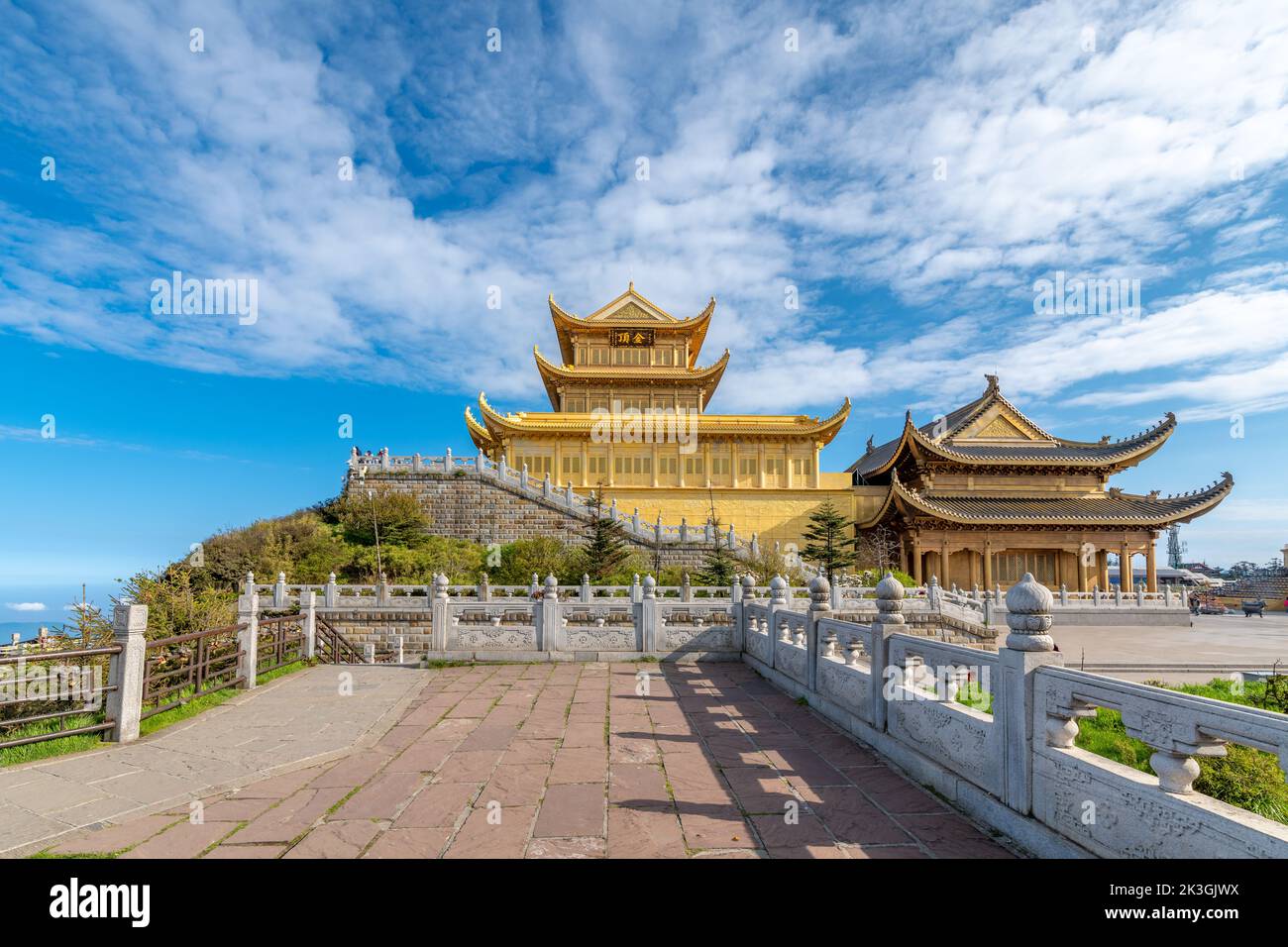 Temple buildings in jinding, Mount Emei, Sichuan Province, China Stock ...