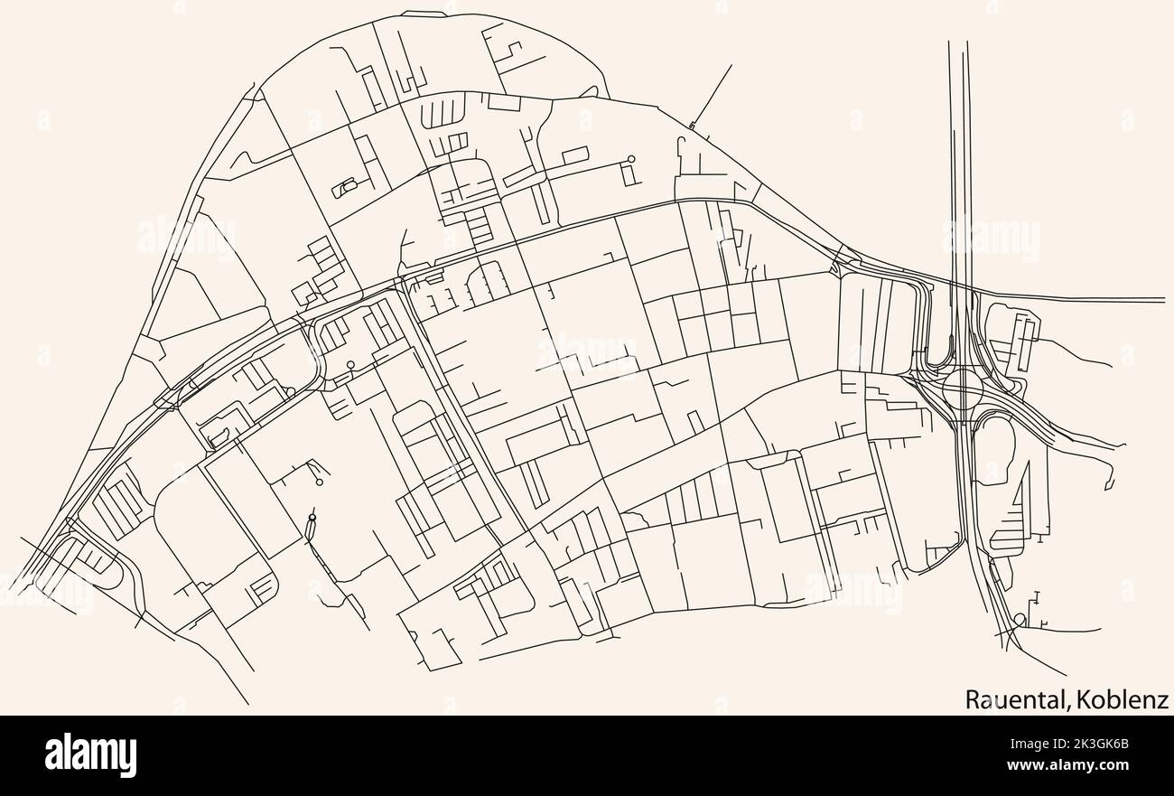 Street roads map of the RAUENTAL QUARTER, KOBLENZ Stock Vector Image ...