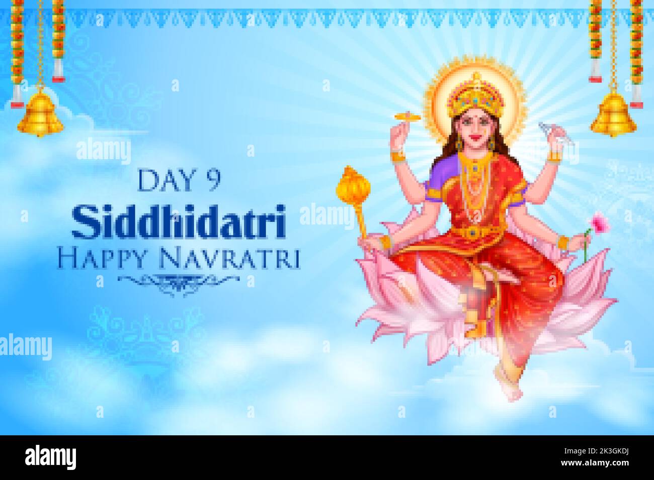 illustration of Goddess Siddhidhatri Devi for the ninth Navadurga of ...