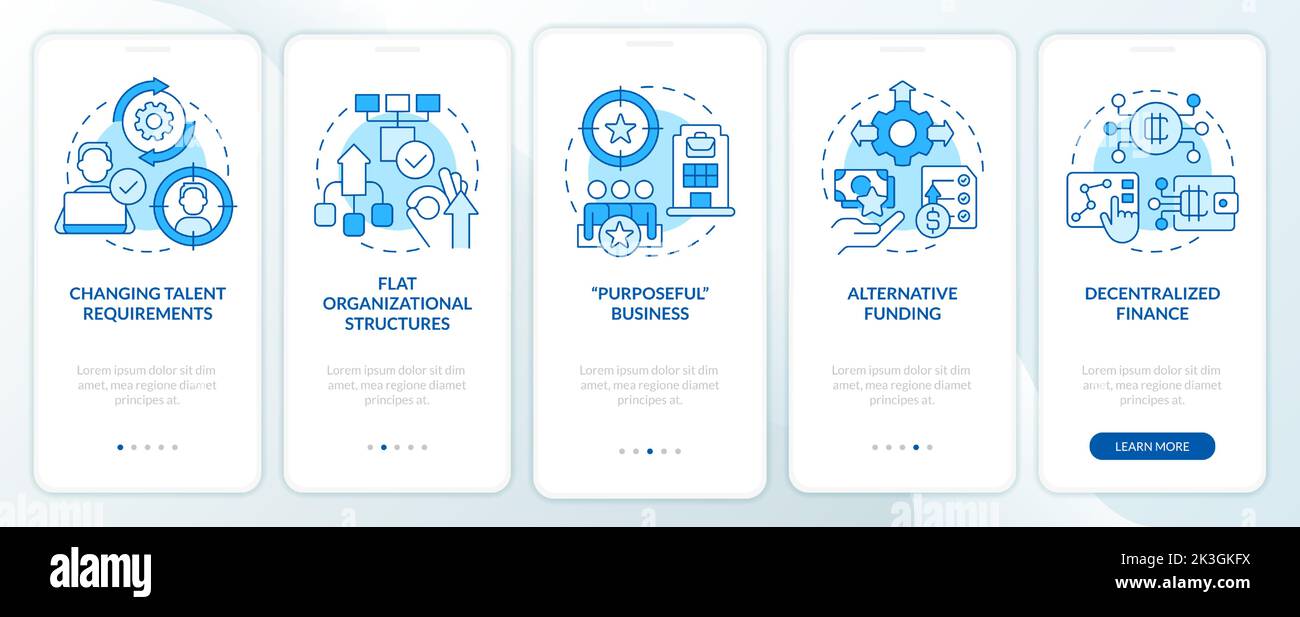 Punditized business trends blue onboarding mobile app screen Stock ...