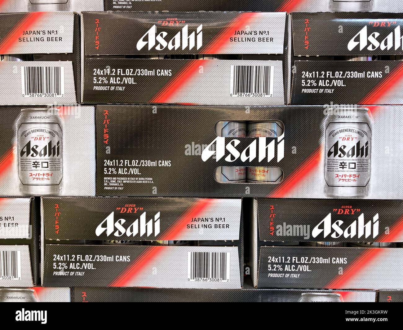 Asahi Super Dry 24 pack beer cans display at grocery store - San Jose ...