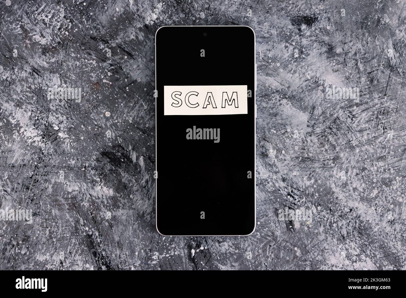 scam calls and personal data theft concept, smartphone with text on it ...