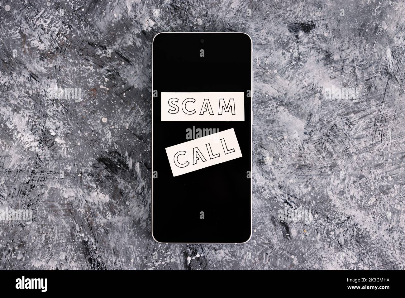 scam calls and personal data theft concept, smartphone with text on it ...
