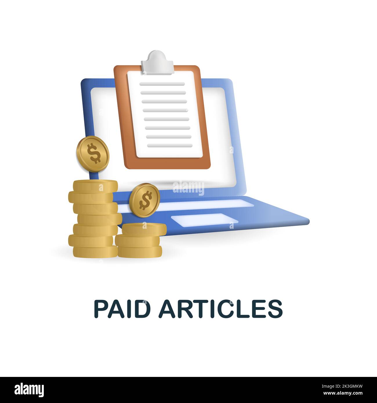 Paid Articles icon. 3d illustration from content marketing collection ...