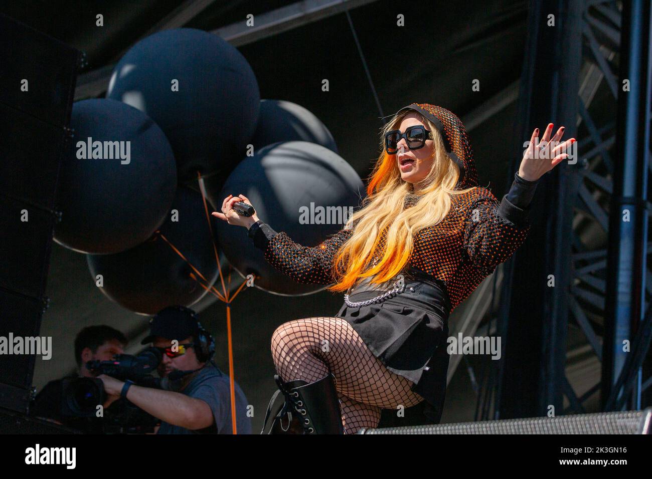 Avril Lavigne at the iHeartRadio Music Festival Daytime Village on ...