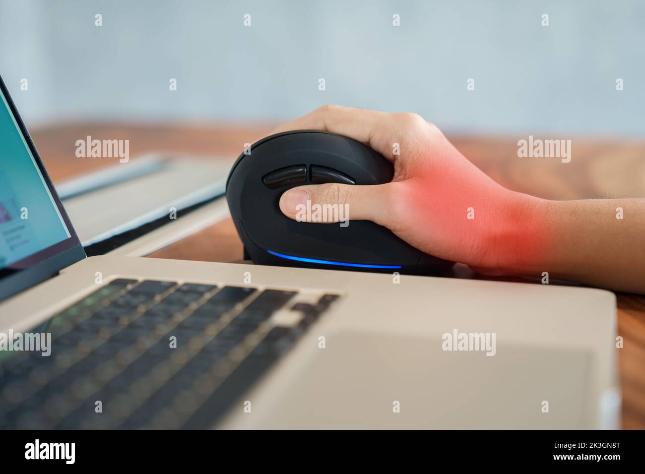 woman hand using computer ergonomic mouse, prevention wrist pain ...