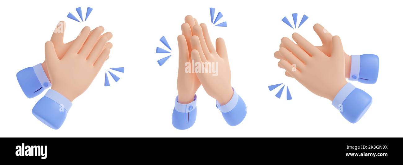 3D illustration set of hands applauding isolated on white background ...