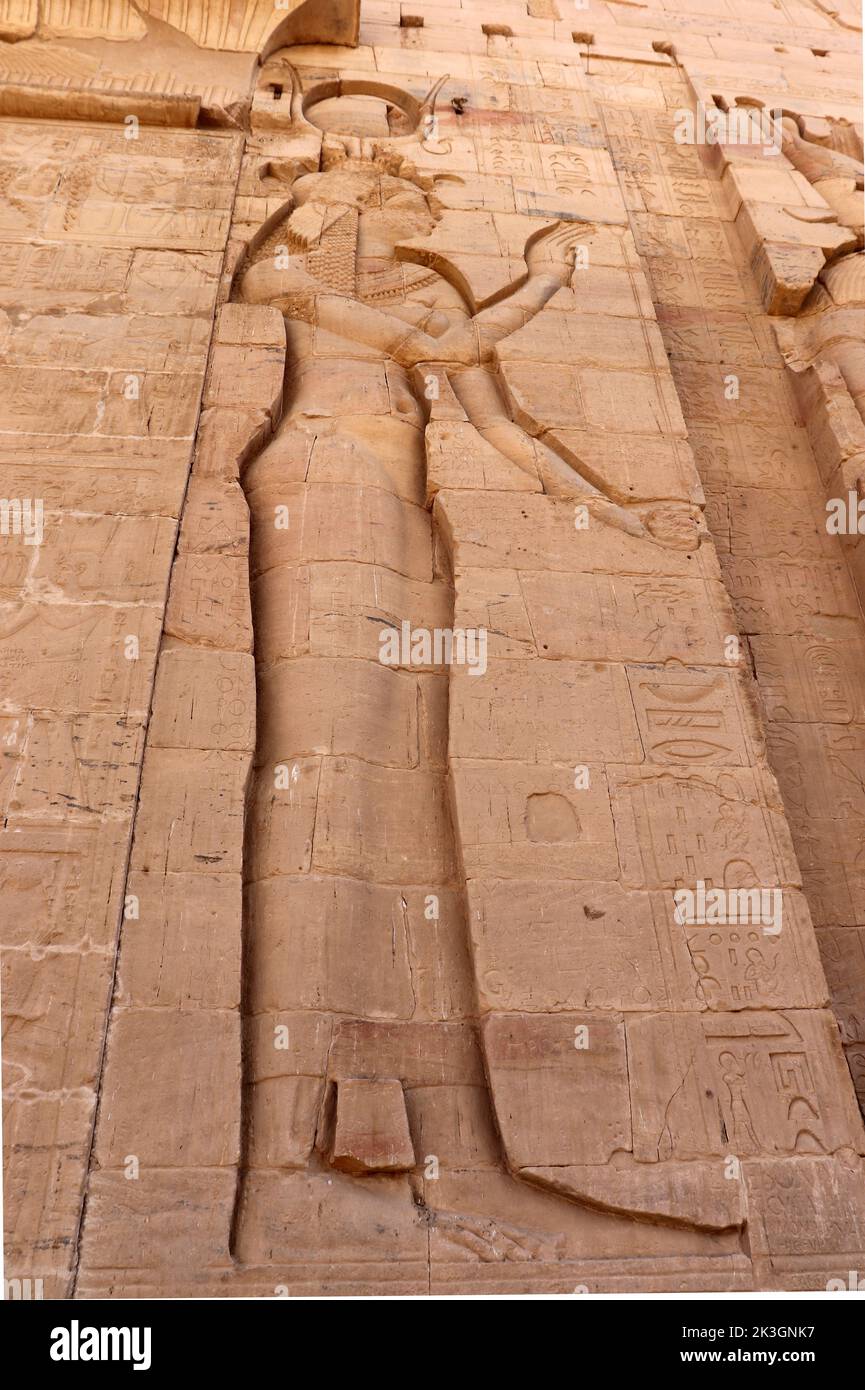 beautiful pharaonic reliefs and hieroglyphics carved on the walls of ...