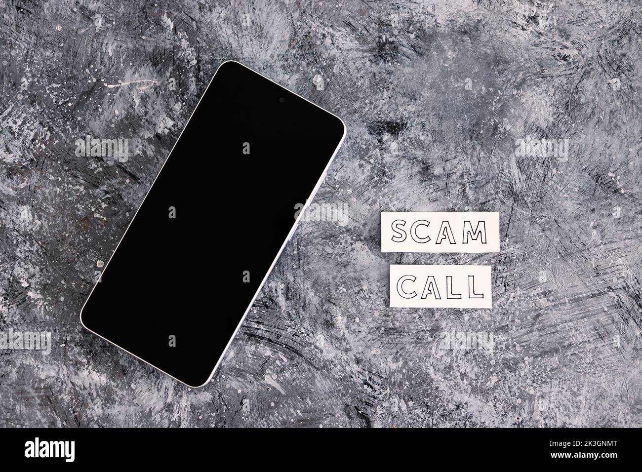 scam calls and personal data theft concept, smartphone with text on it ...
