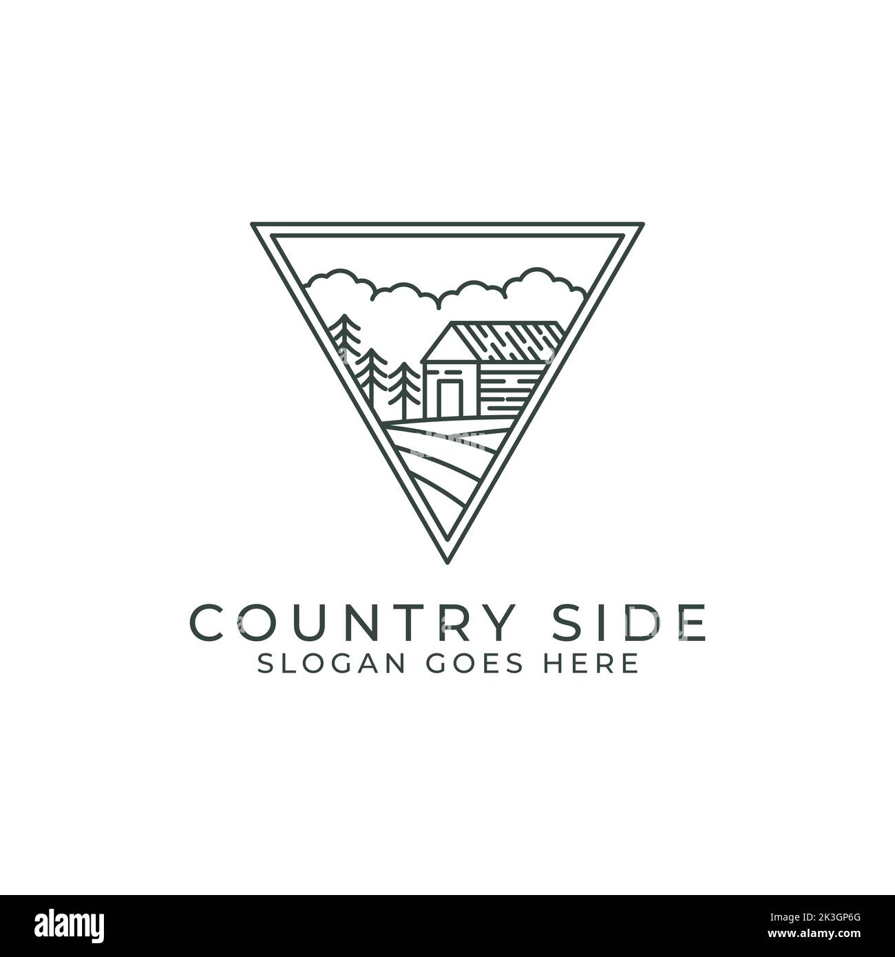 Country side outline logo design vector with triangle shape. line art ...