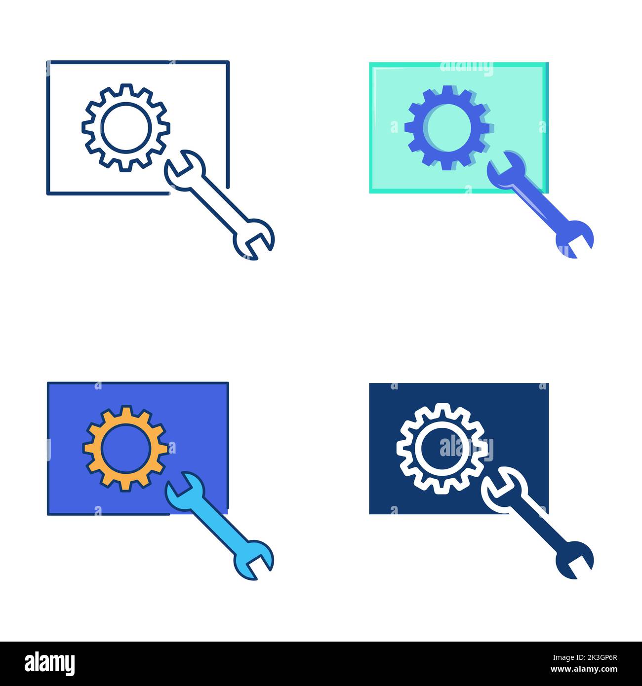 Software maintenance icon set in flat and line style. System update ...