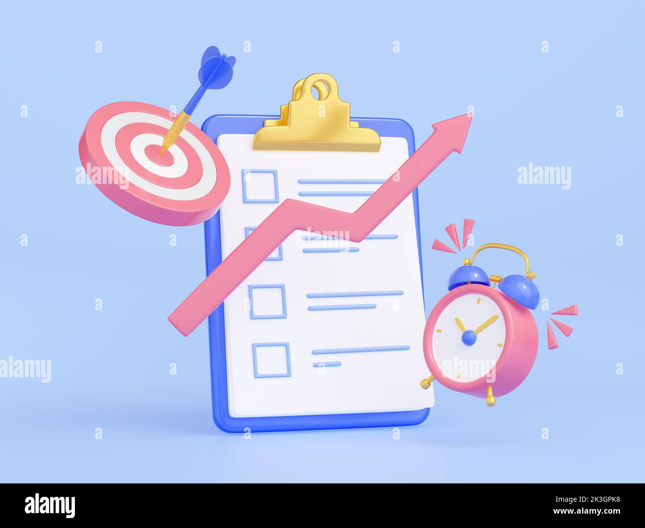 Icon of business target, project tasks list, time management, success ...
