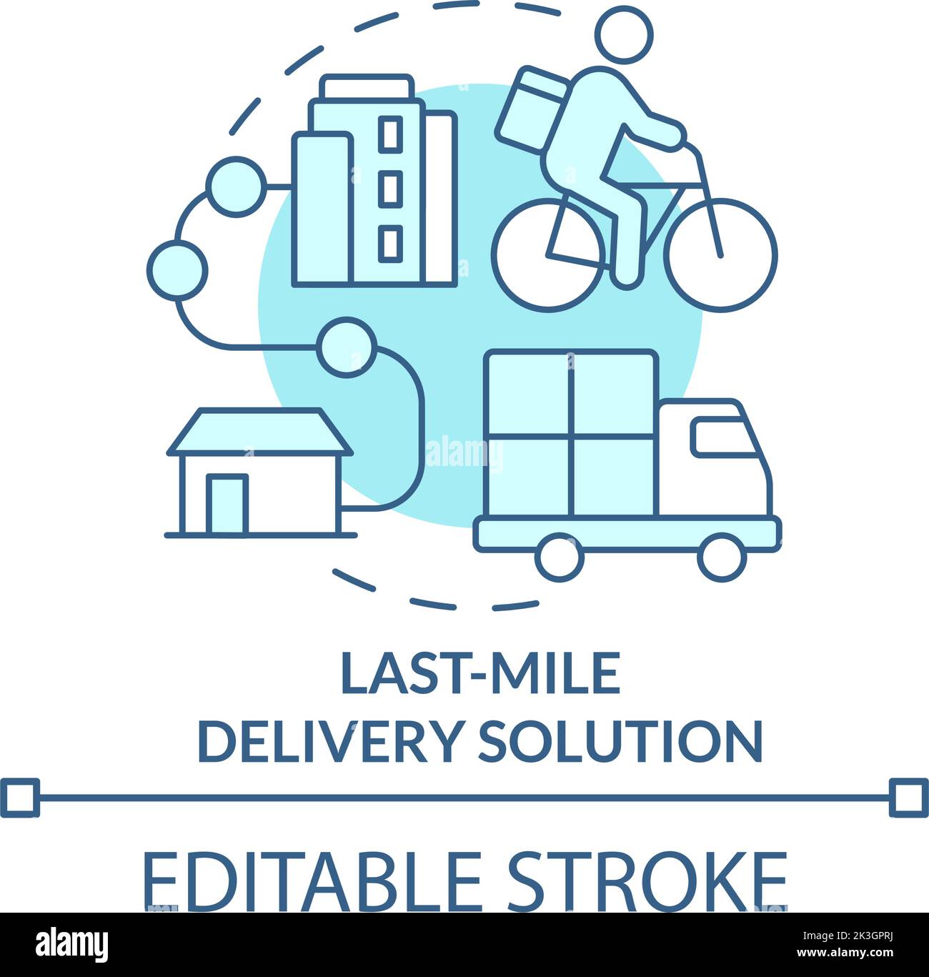 Last mile delivery solution turquoise concept icon Stock Vector Image ...