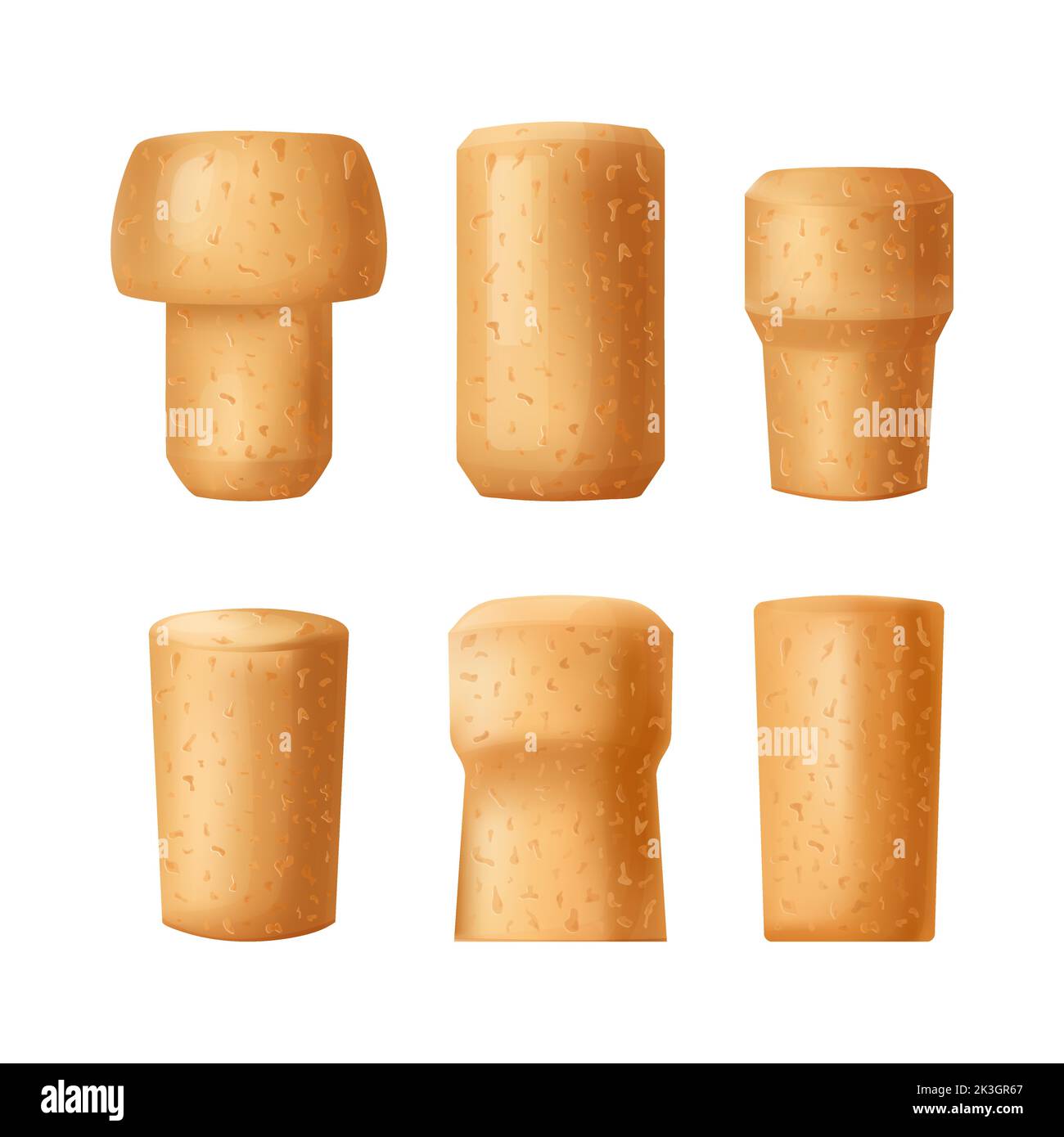 Set cork stopper wooden taps. Wine bung in cartoon. Corkwood plug with ...