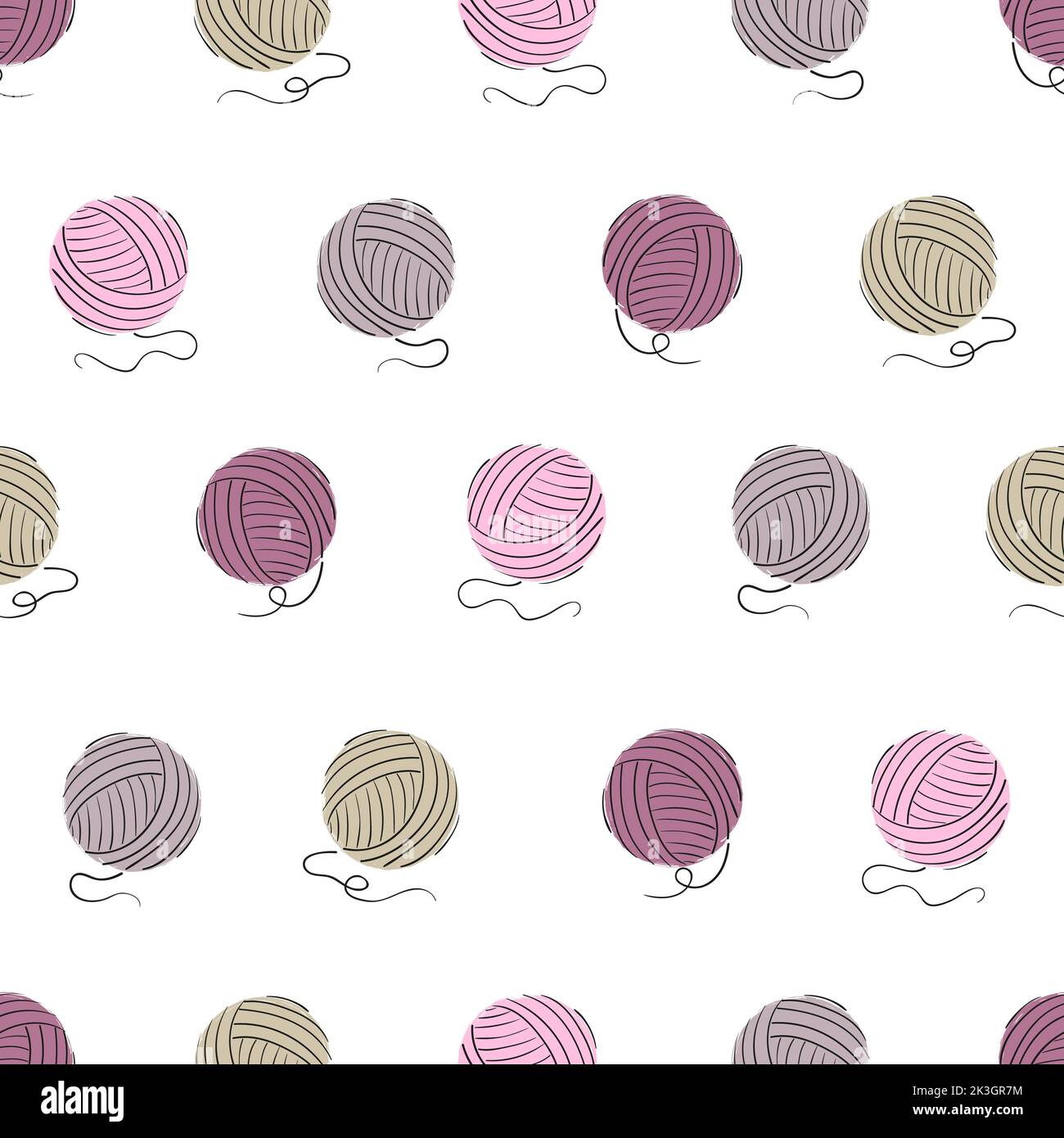 Yarn balls pattern. Seamless knitting vector illustration Stock Vector ...
