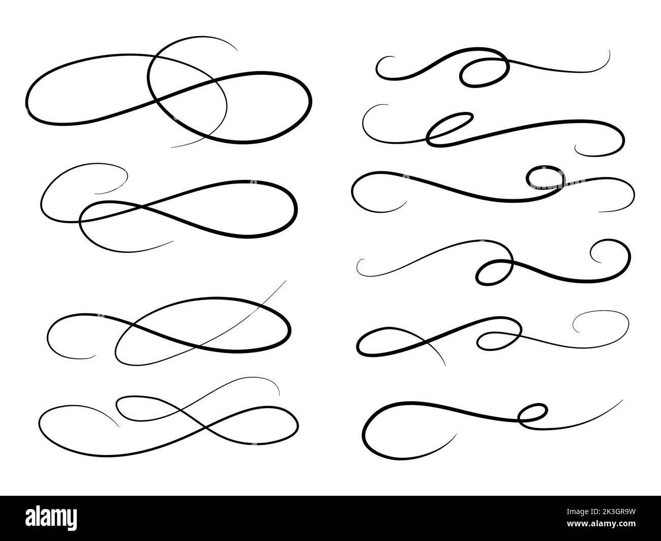 Calligraphic swoosh tail set, underline marker strockes. Sport logo ...