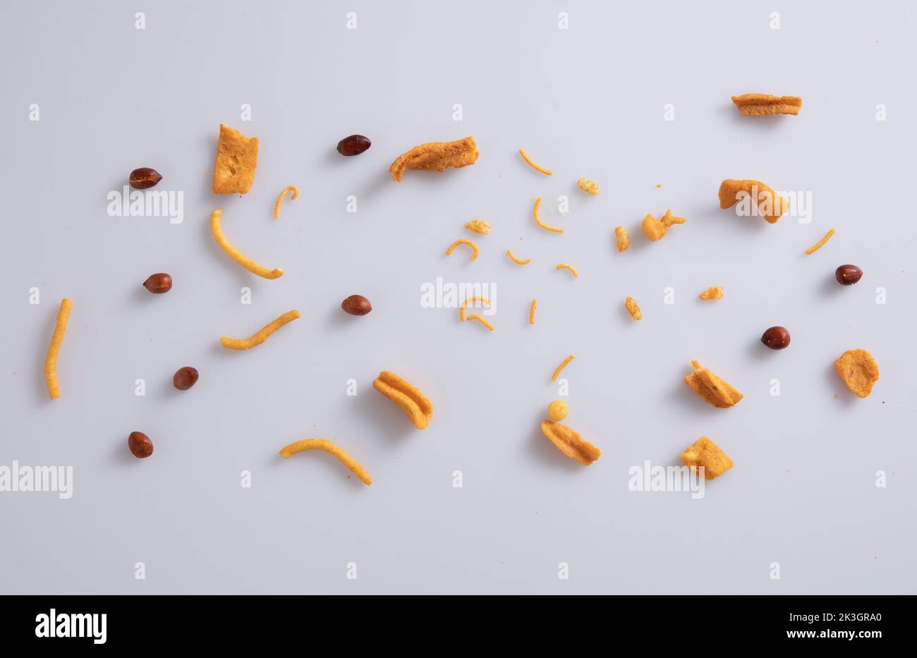 Fall Chanachur food on a white background. Mixed Chana chur with white ...