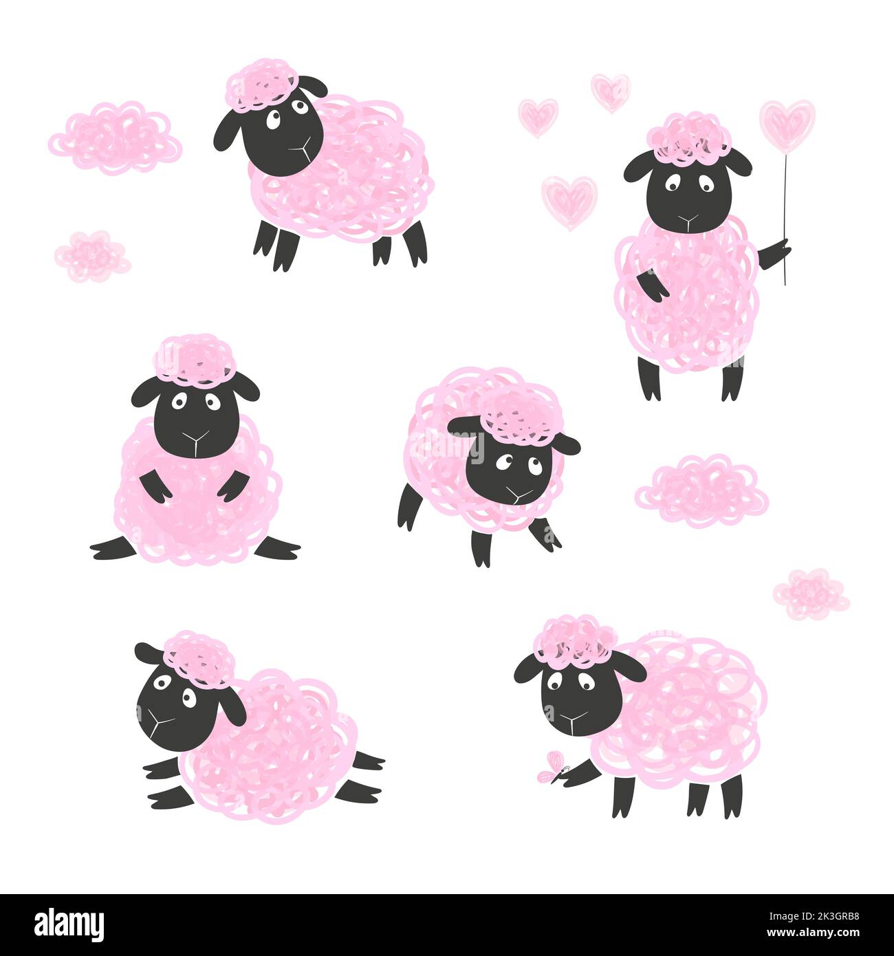 Cute sheep vector illustration. Set of cartoon lambs Stock Vector Image & Art - Alamy