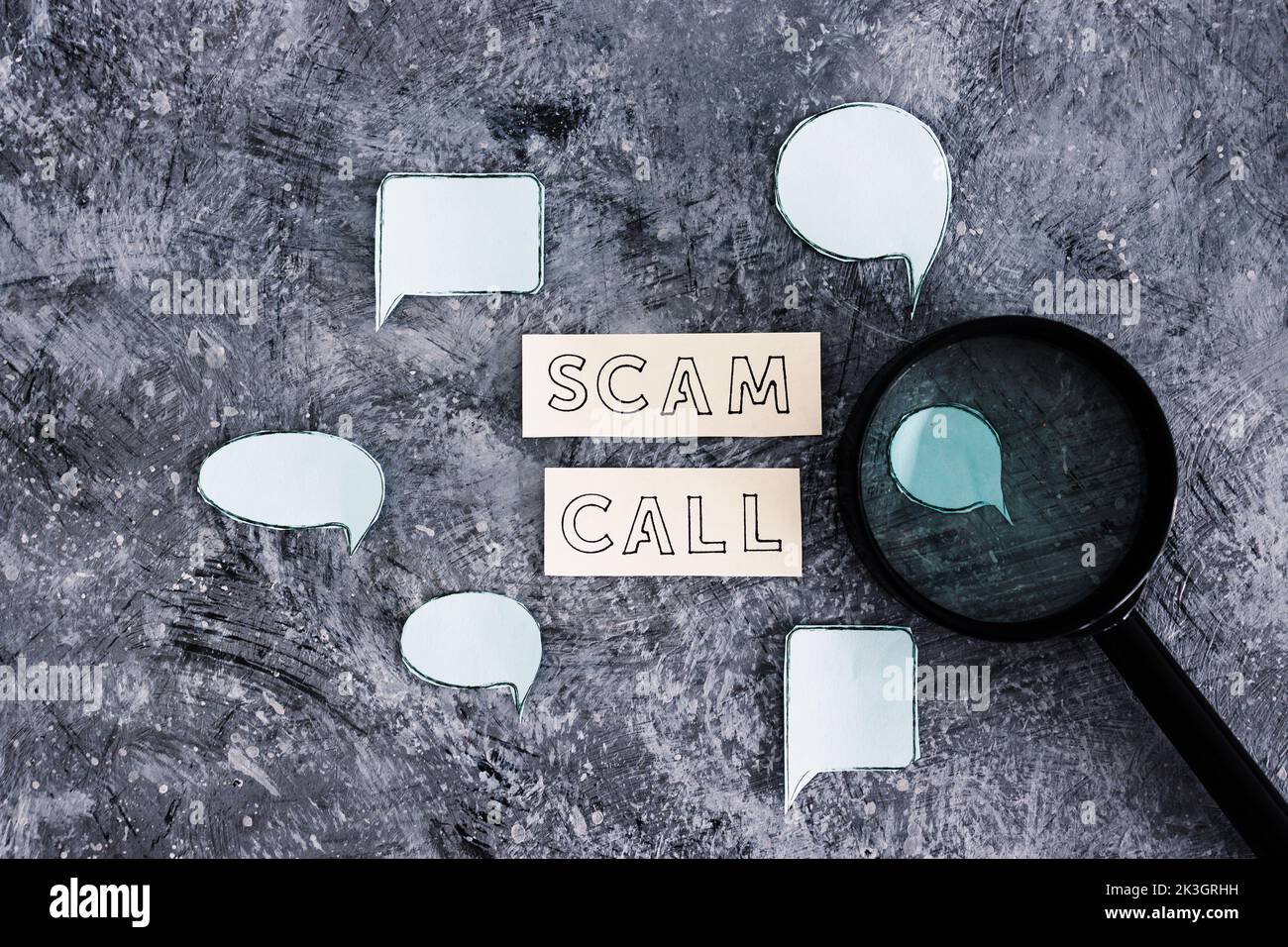 scam calls and personal data theft concept, text surrounded by comic ...